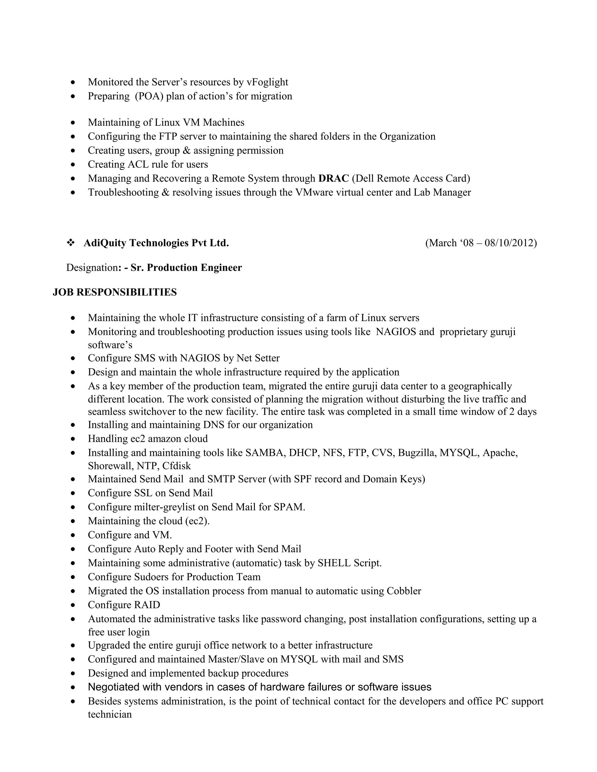 Linux SME 5+ Years | DOC