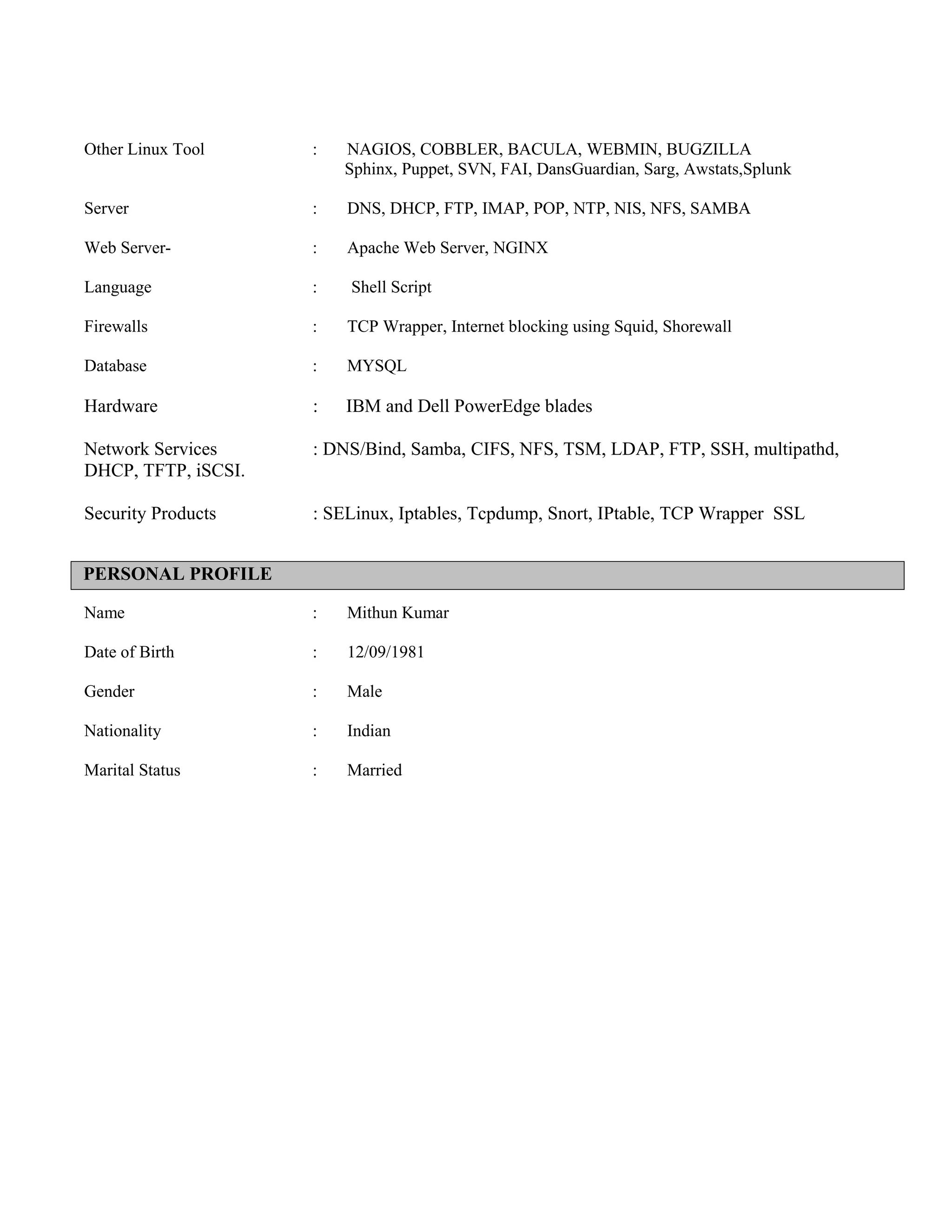 Linux SME 5+ Years | DOC