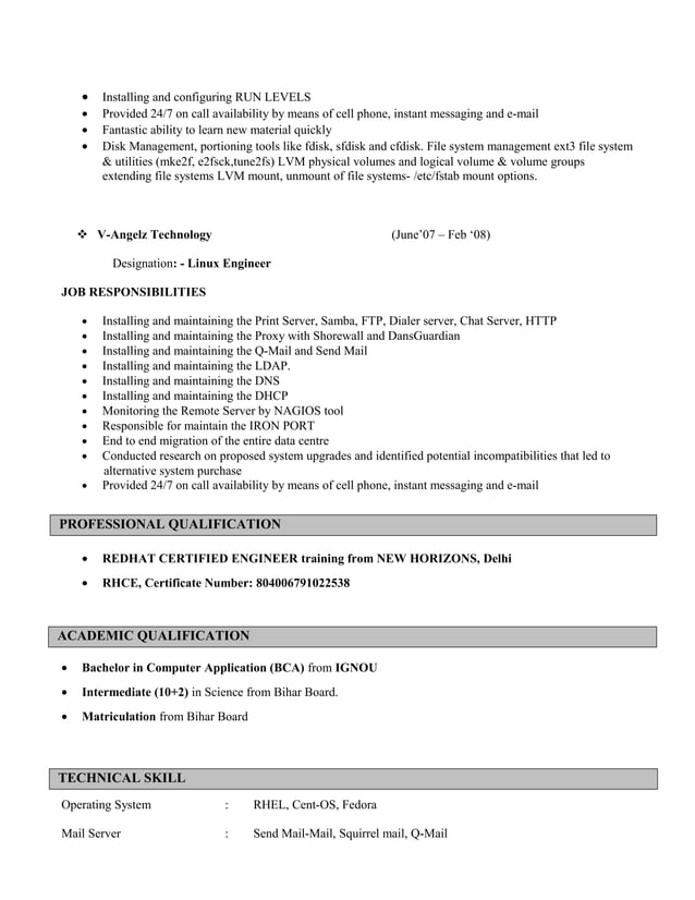Linux SME 5+ Years | DOC