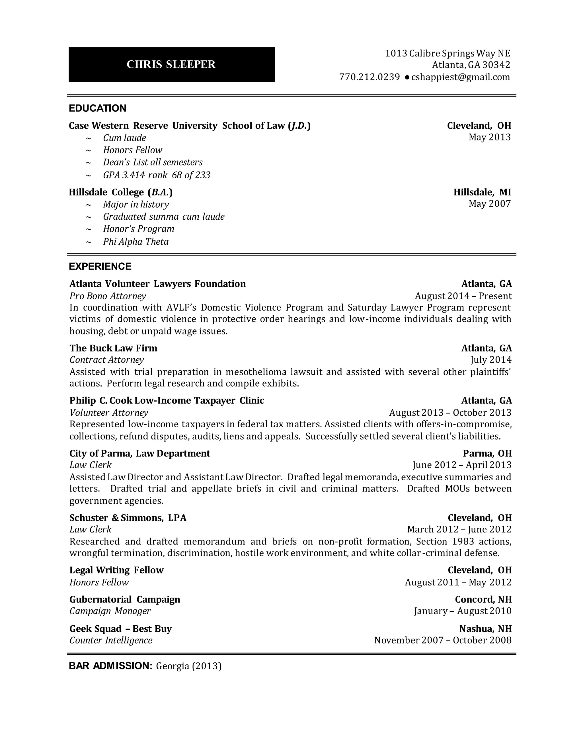 Chris Sleeper - Resume | PDF