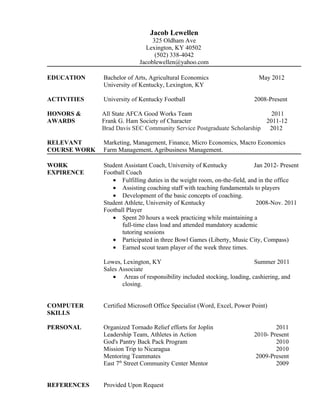 Resume | DOC | Undergraduate Education | College Education