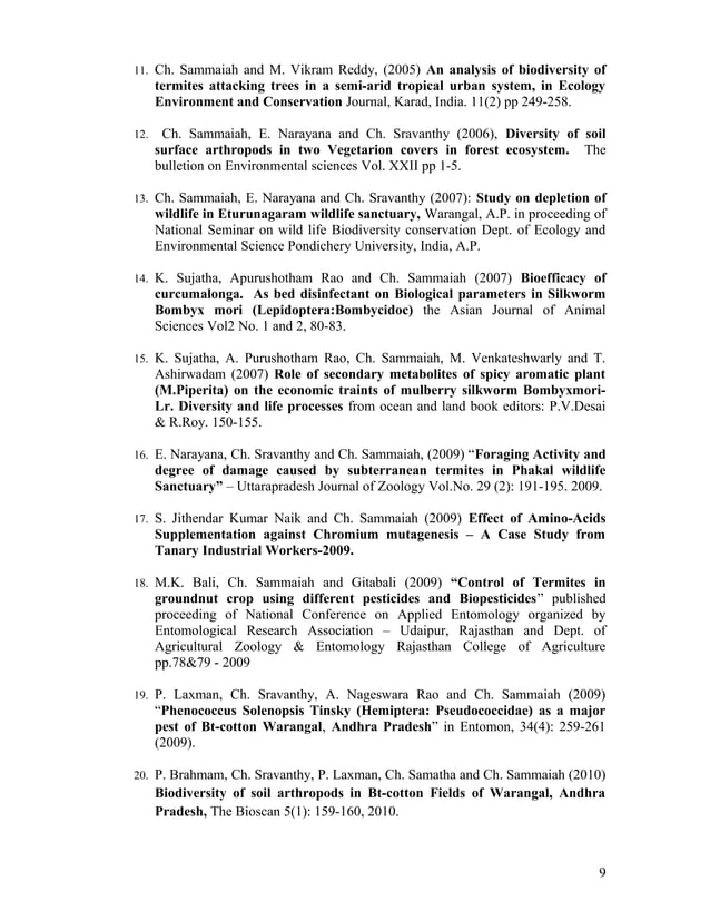 Prof.Ch.Sammaiah Biodata/CV. | DOC | College Education | Education