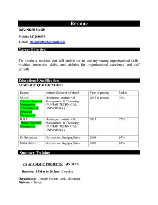 Davinder Resume | DOCX