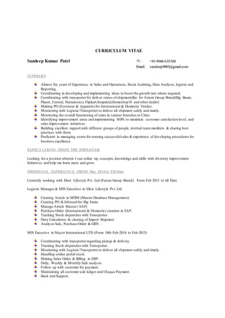 MIS Executive & Data Analyst | DOCX