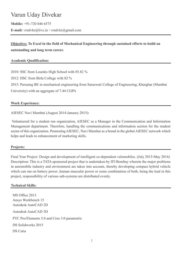 Varun Divekar_Resume | PDF