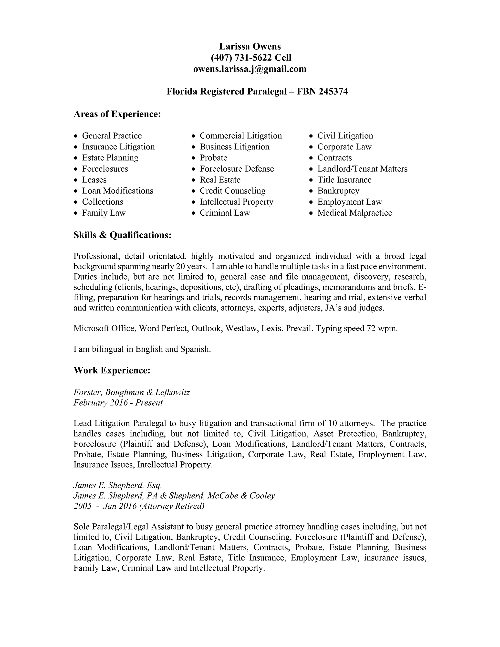 Litigation Paralegal Resume | PDF