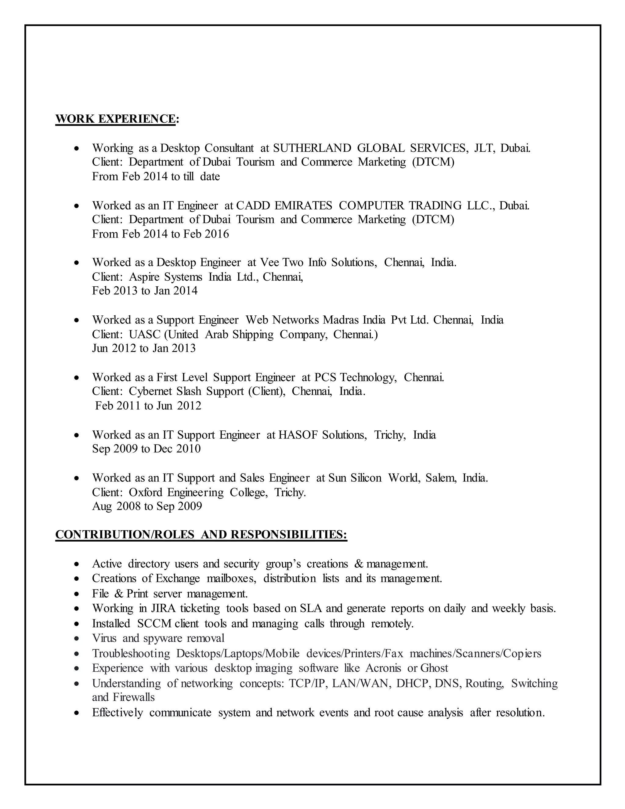 System Administrator 8+ Yrs Experience | PDF