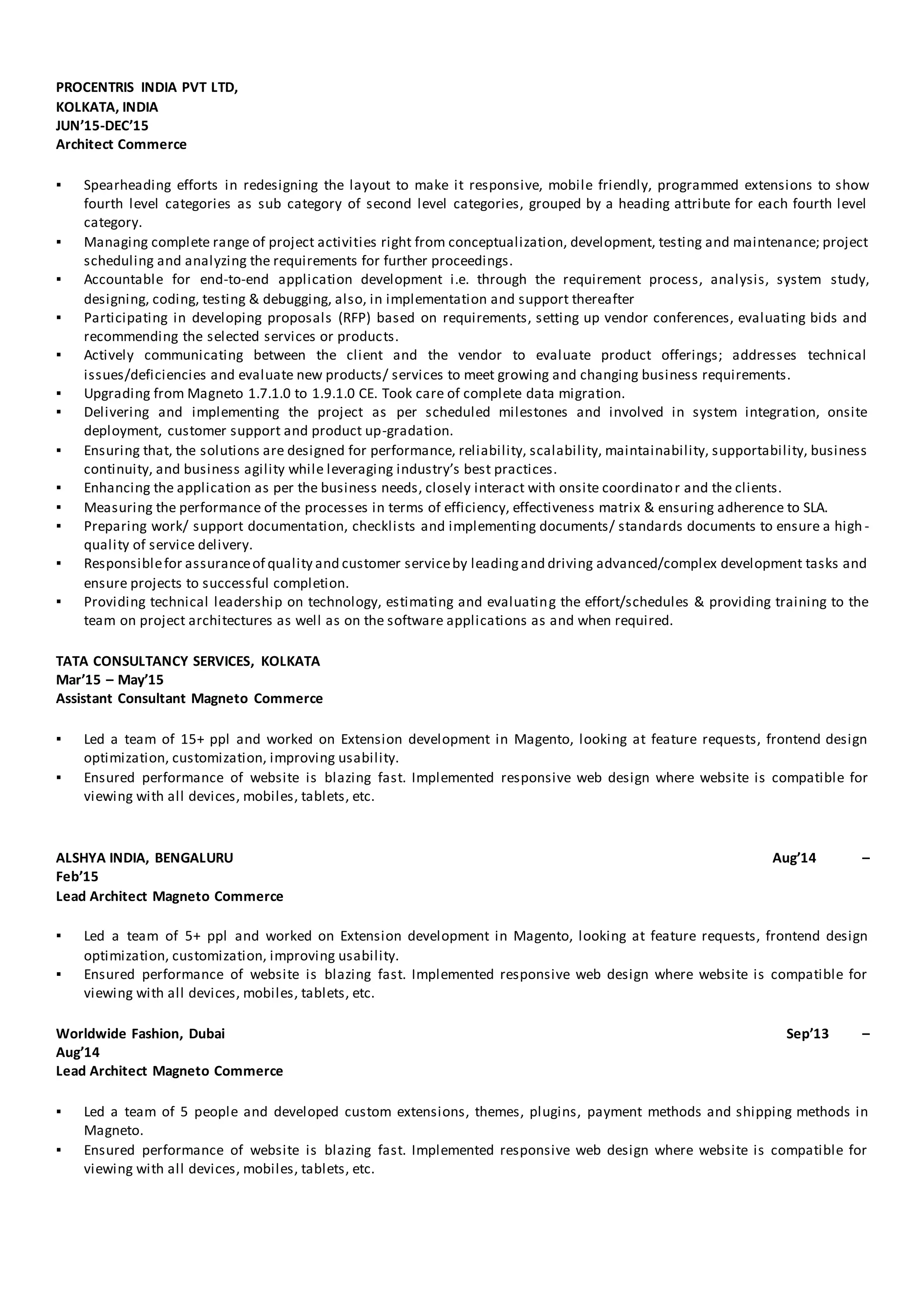 Resume for Magneto Architect | DOCX