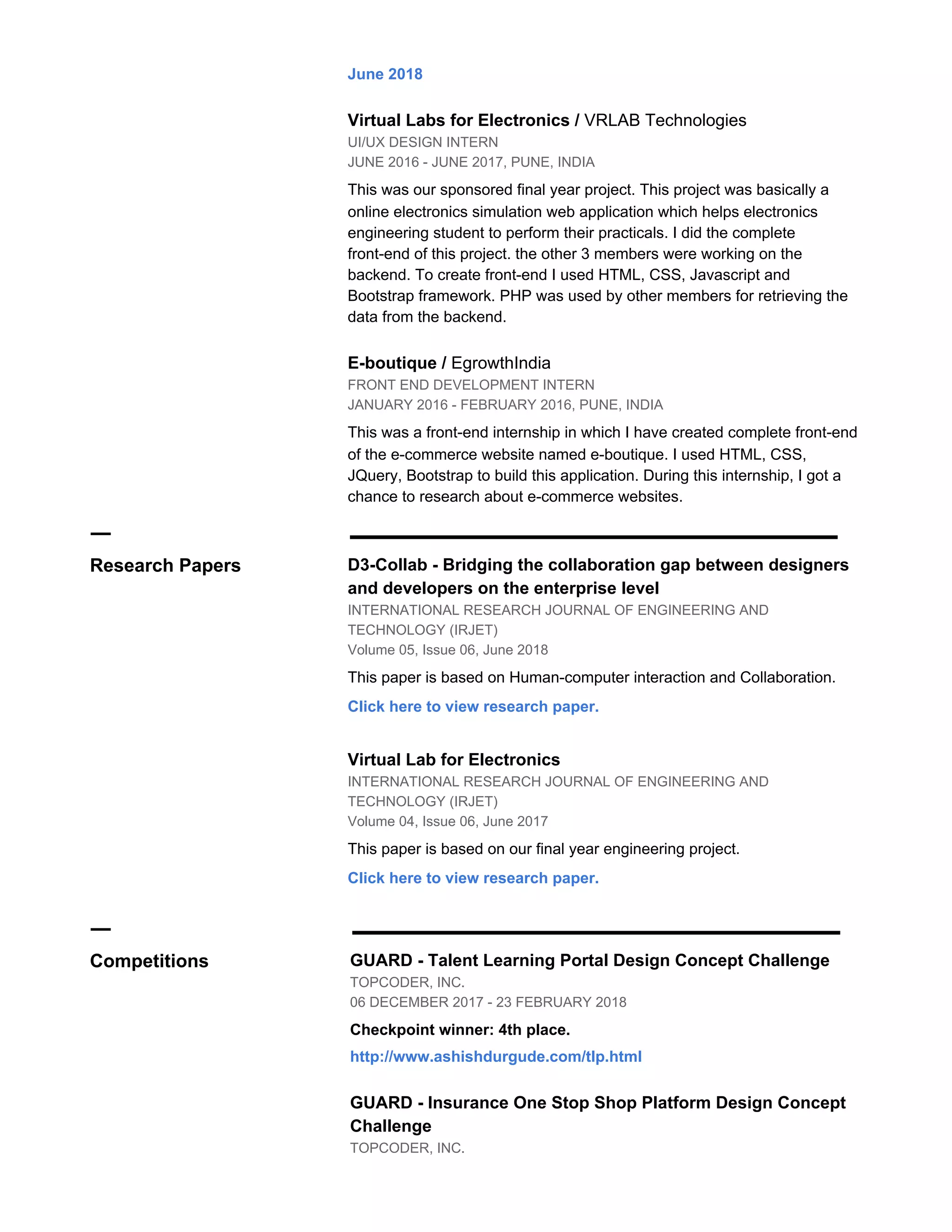 Resume | PDF | Web Design and HTML | Internet