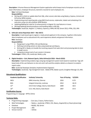 Resume | PDF | Web Development | Internet