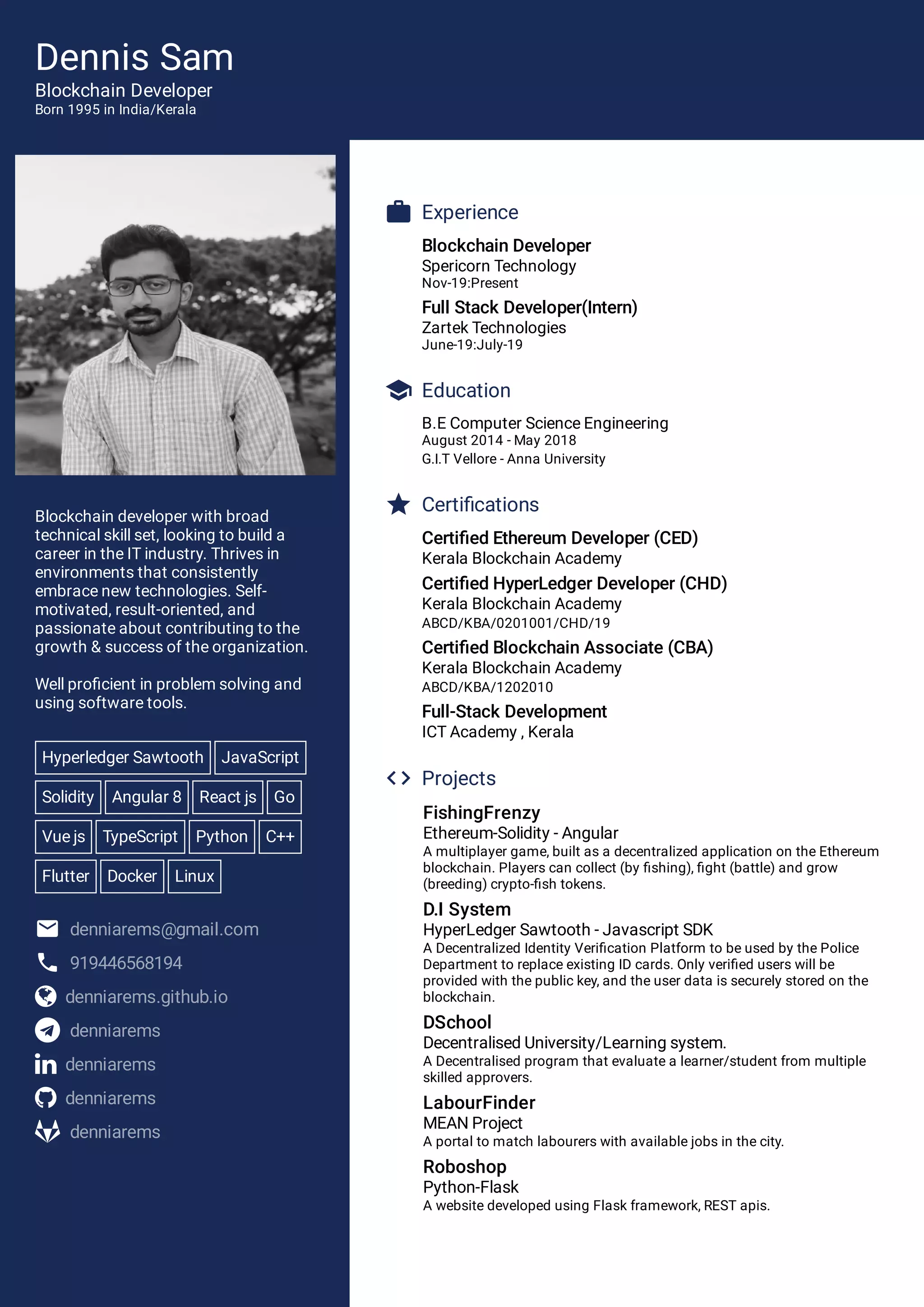 Dennis Sam - Blockchain Developer | PDF