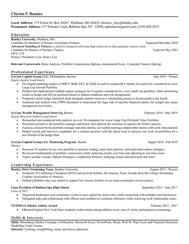 Clayton Bennice Resume | PDF