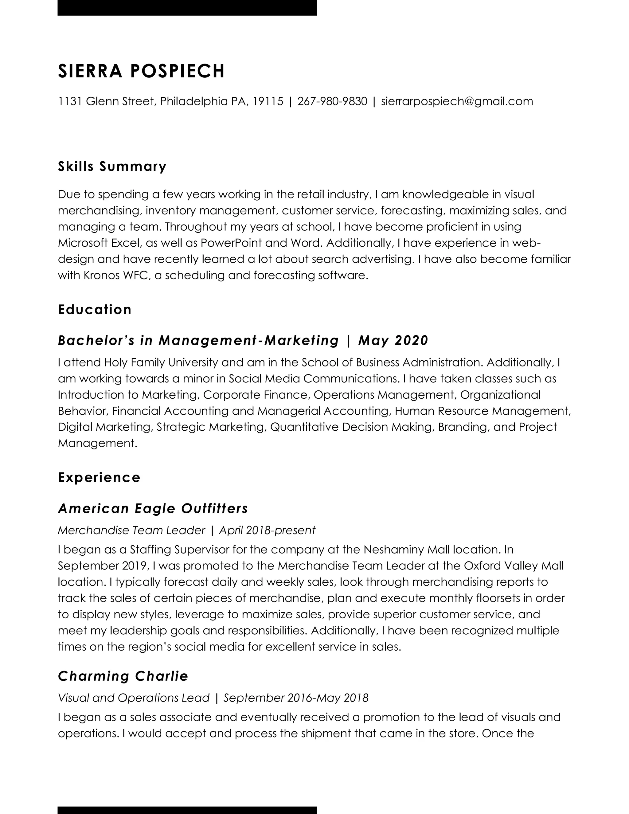 Sierra Pospiech's Resume | PDF