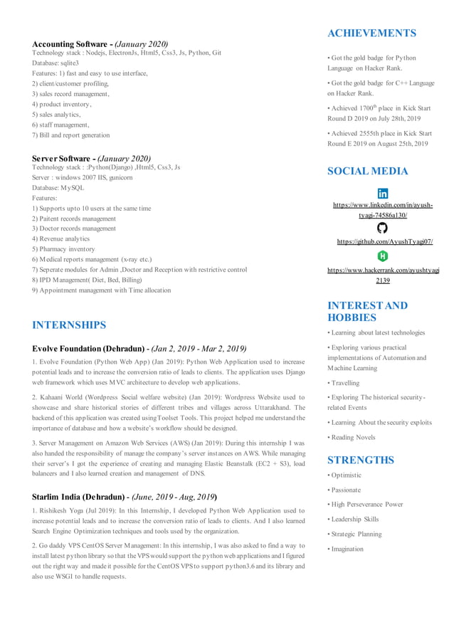 Ayush_Tyagi_Resume | PDF | Web Development | Internet