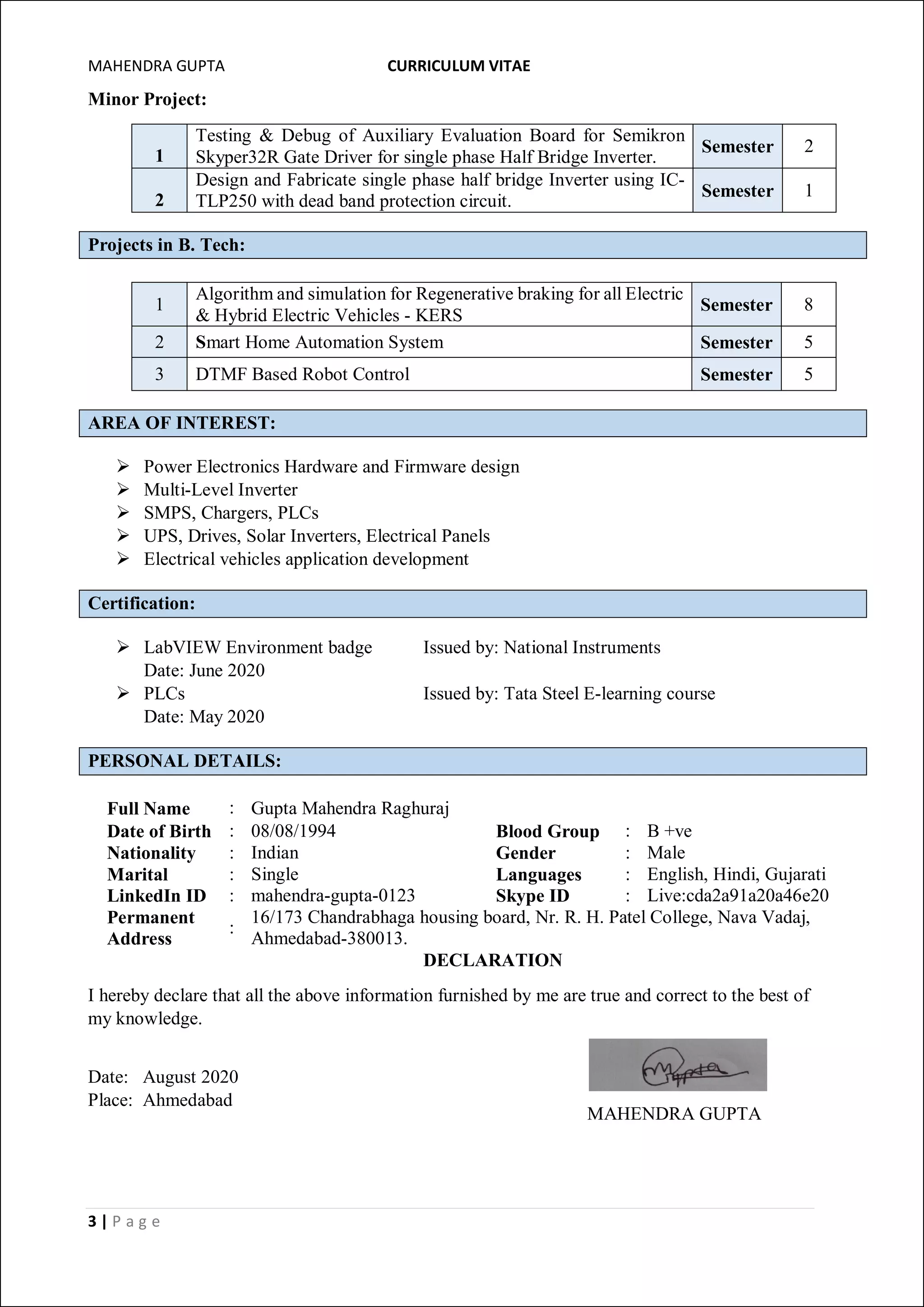 Mahendra Gupta Resume Pdf