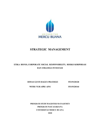 Resume Etika Bisnis, CSR, Risiko Korporasi dan Strategi Investasi | DOCX