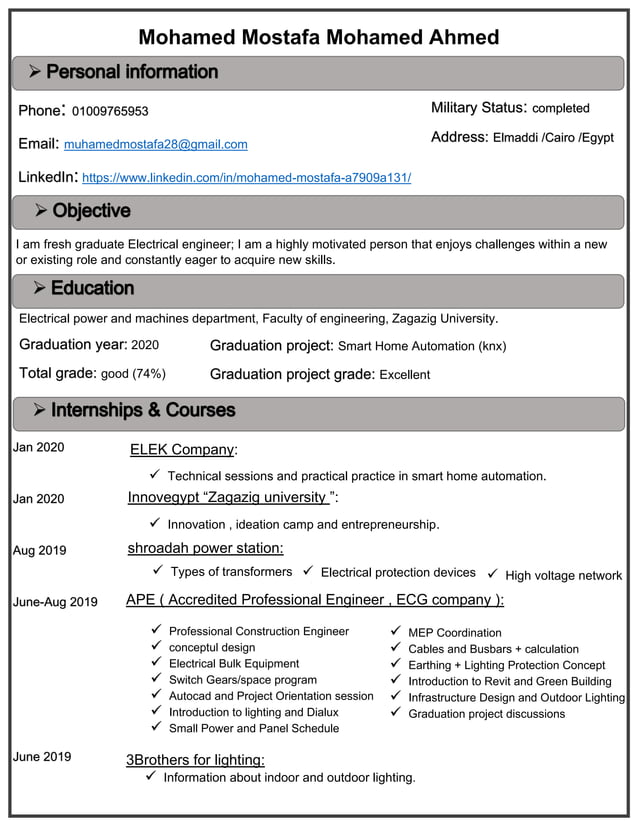 Mohamed Mostafa’Resume | PDF | Technology & Computing