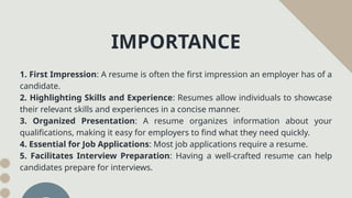 What is Resume? How to Make a Resume? Example? | PPTX