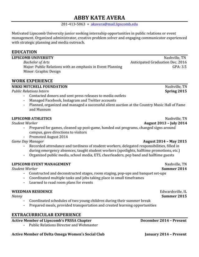 Resume - Abby Kate Avera | PDF