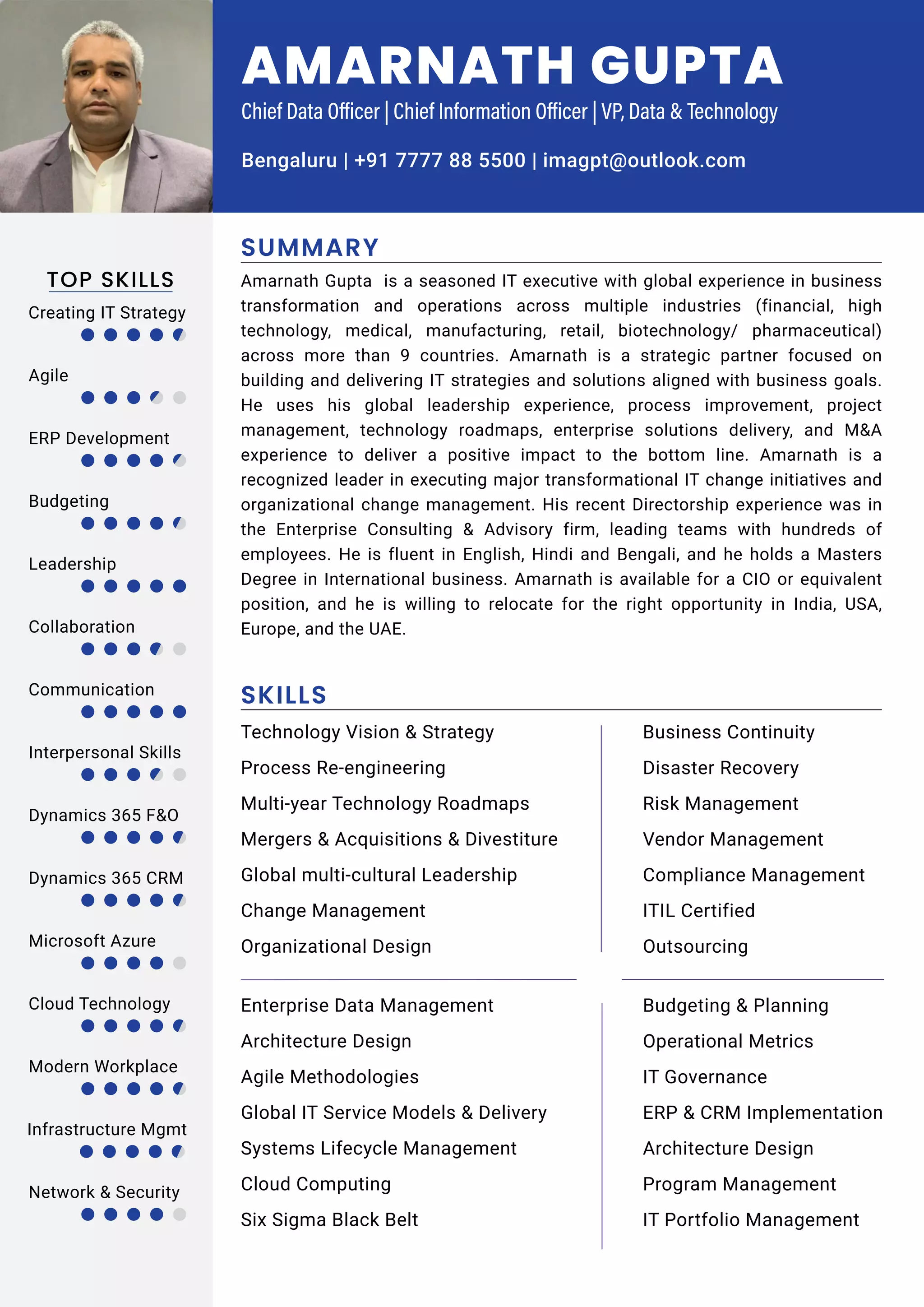 Resume - Amarnath Gupta, CIO | PDF