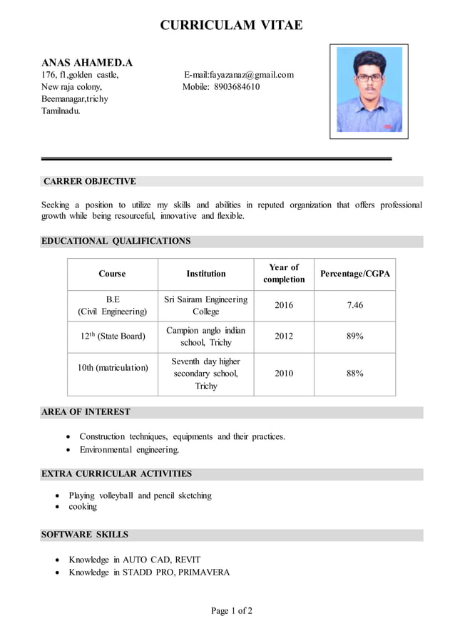 Resume of Anas ahamed | DOCX