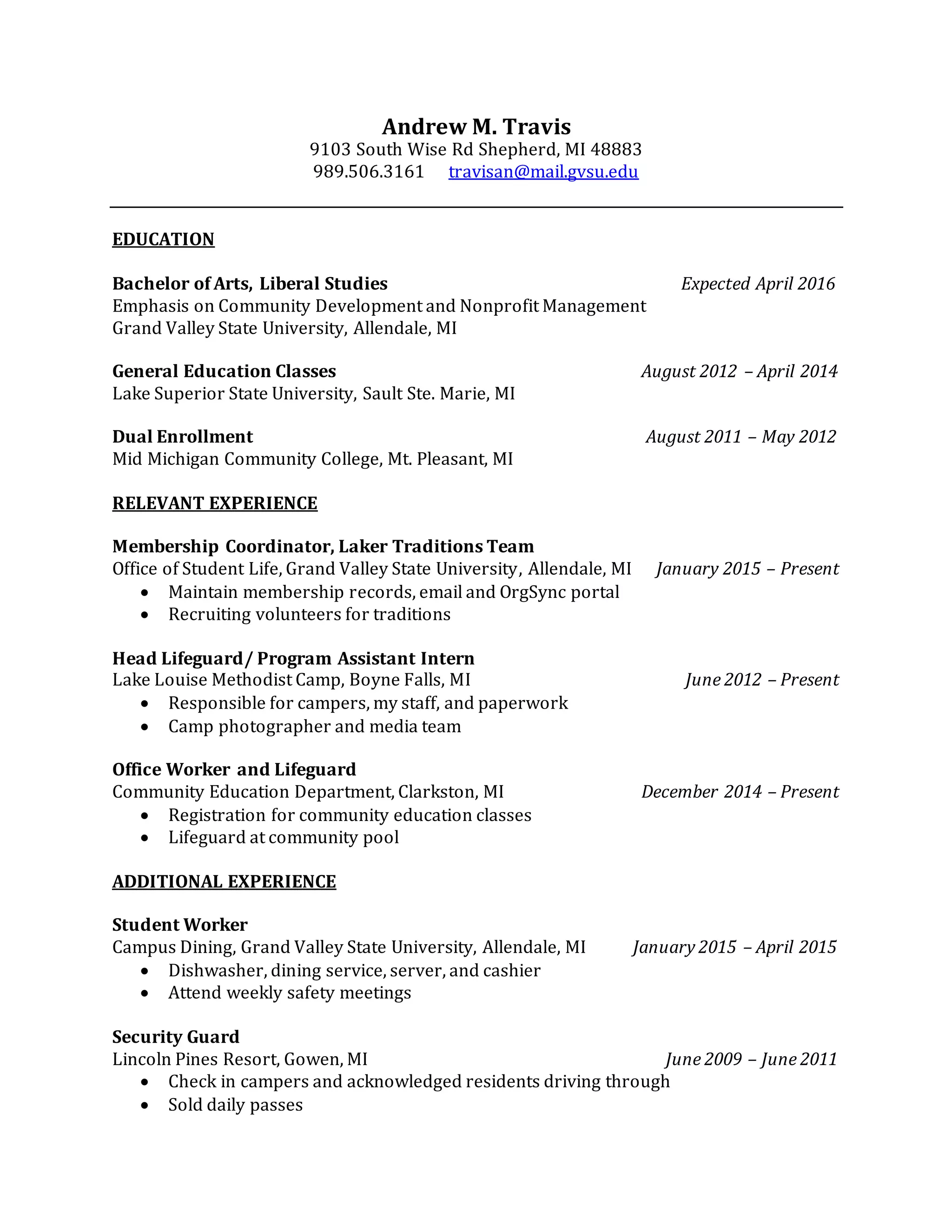 Resume Andrew M. Traivs | DOCX