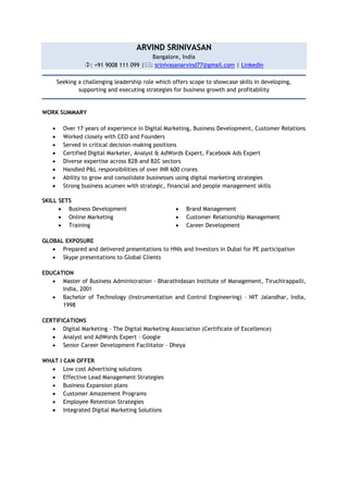 Resume - Arvind | PDF