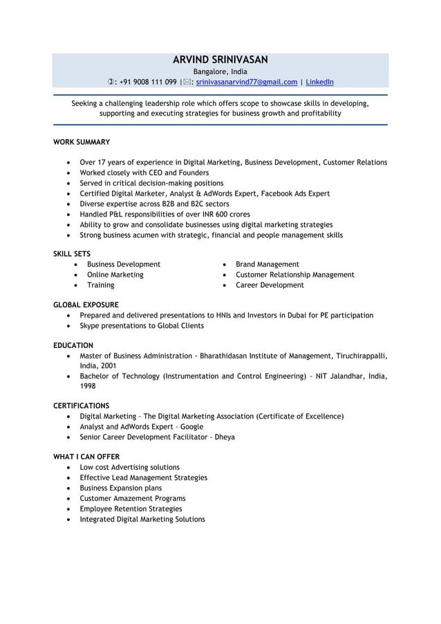 Resume - Arvind | PDF