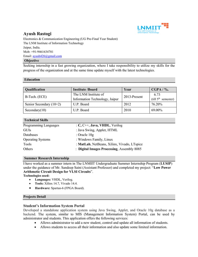 Resume ayush | PDF | Programming Languages | Computing