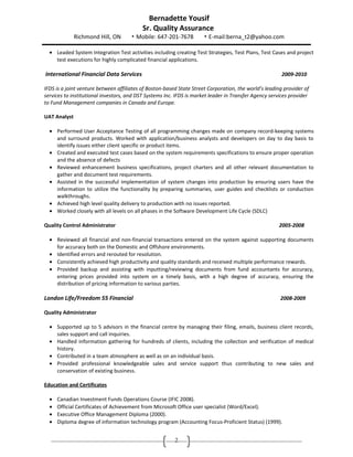 Resume bernadette yousif-sr. qa | PDF