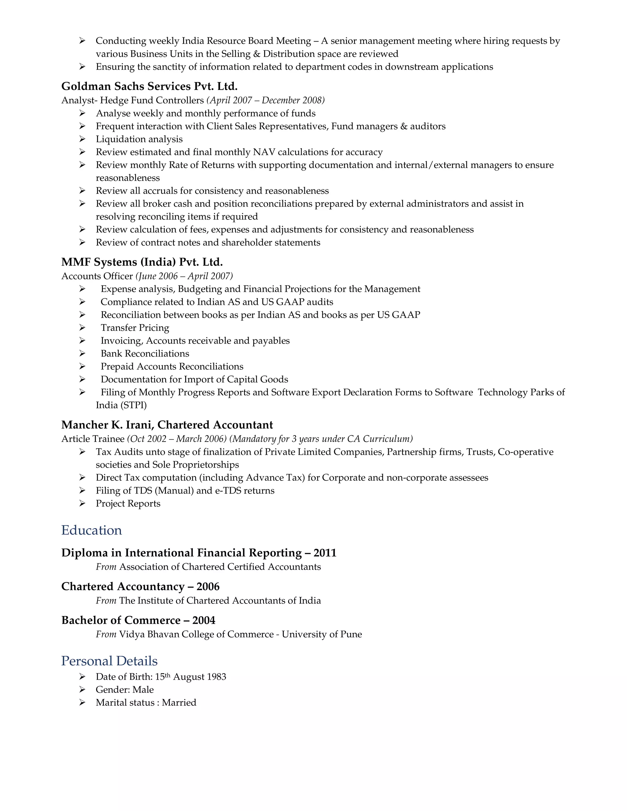 Resume ca nayan miranda | PDF