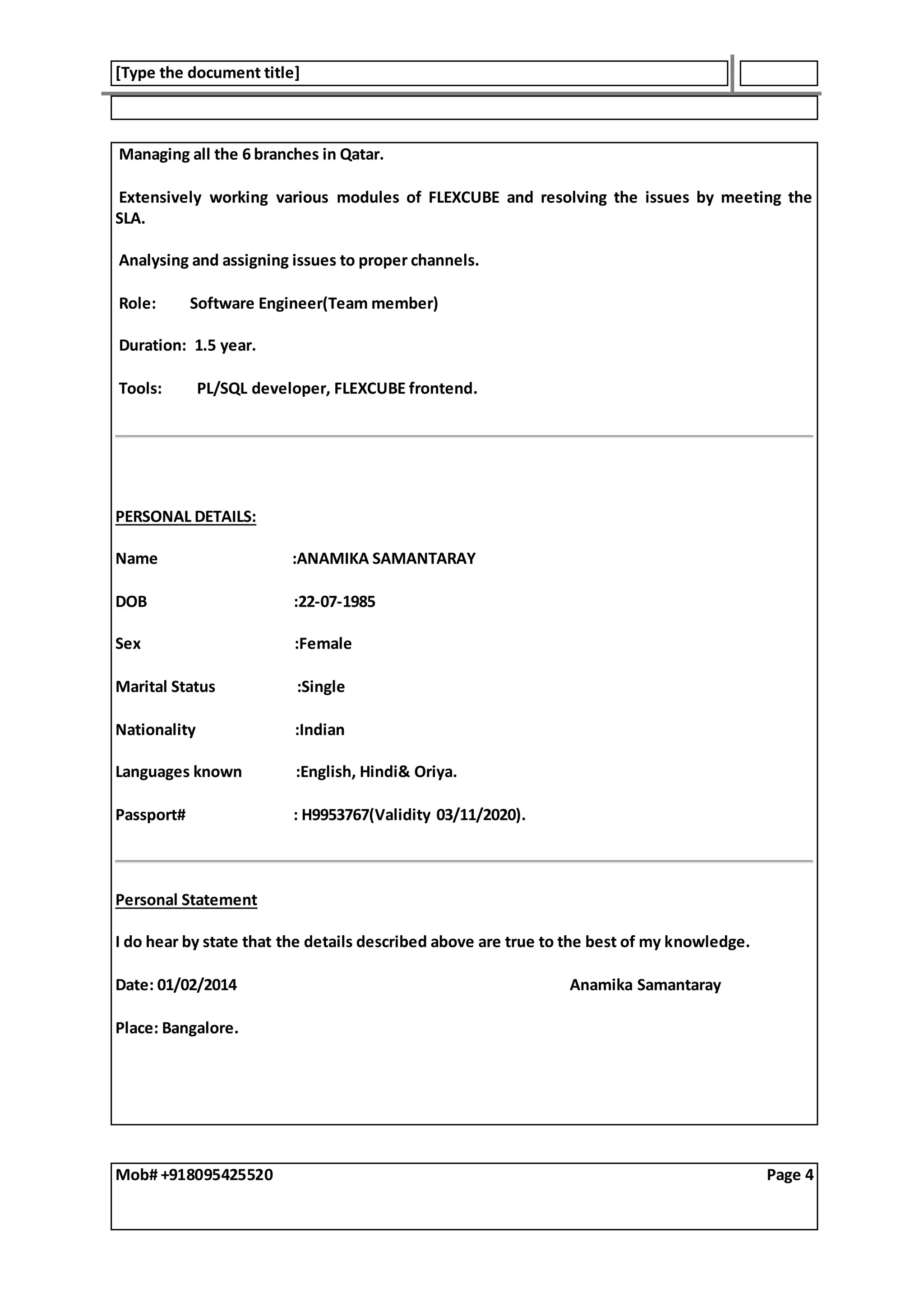 Resume corebanking-flexcube-3.5yrs