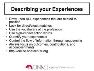 CV/Resume/Letters of Intent Preparation | PPT