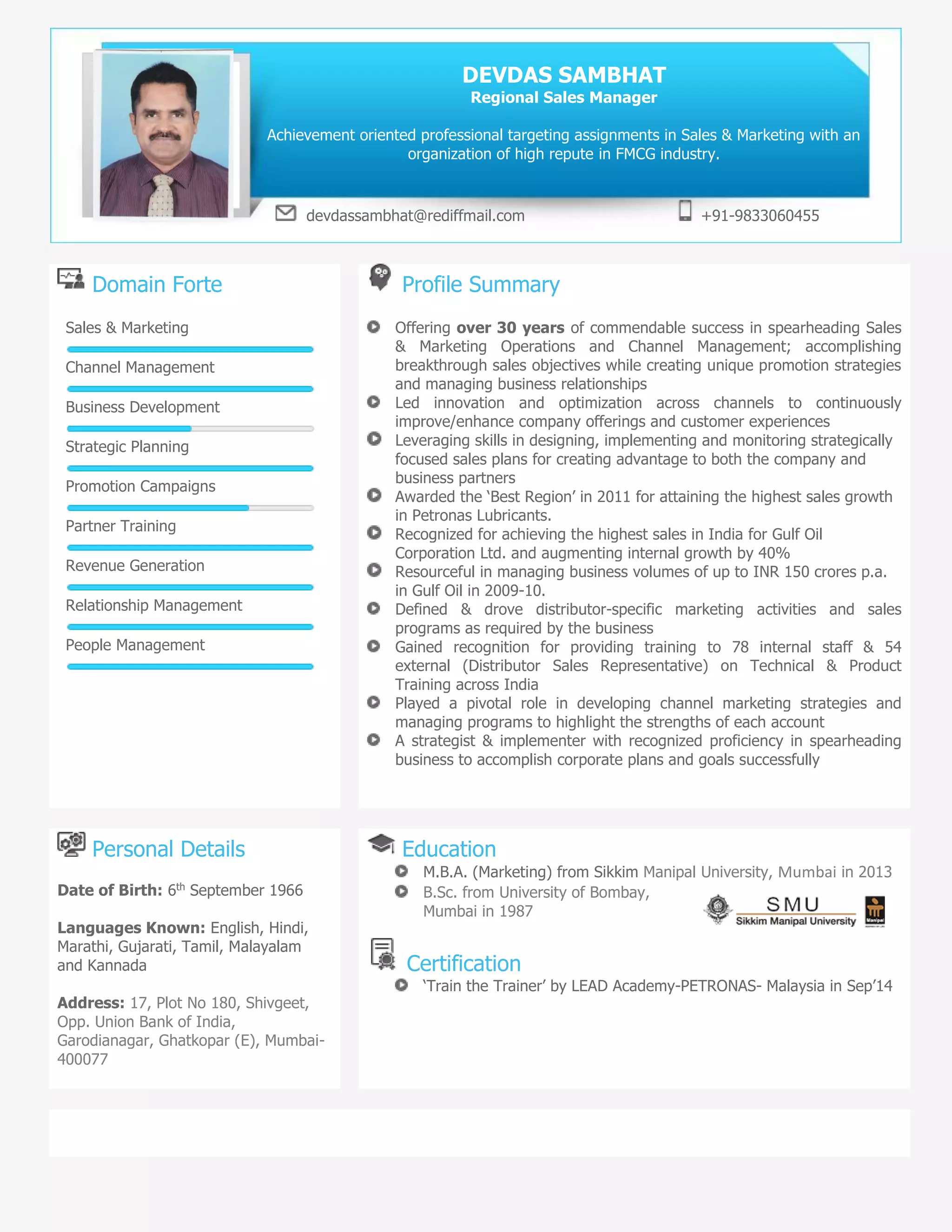 Resume Devdas Sambhat- 2018 | PDF