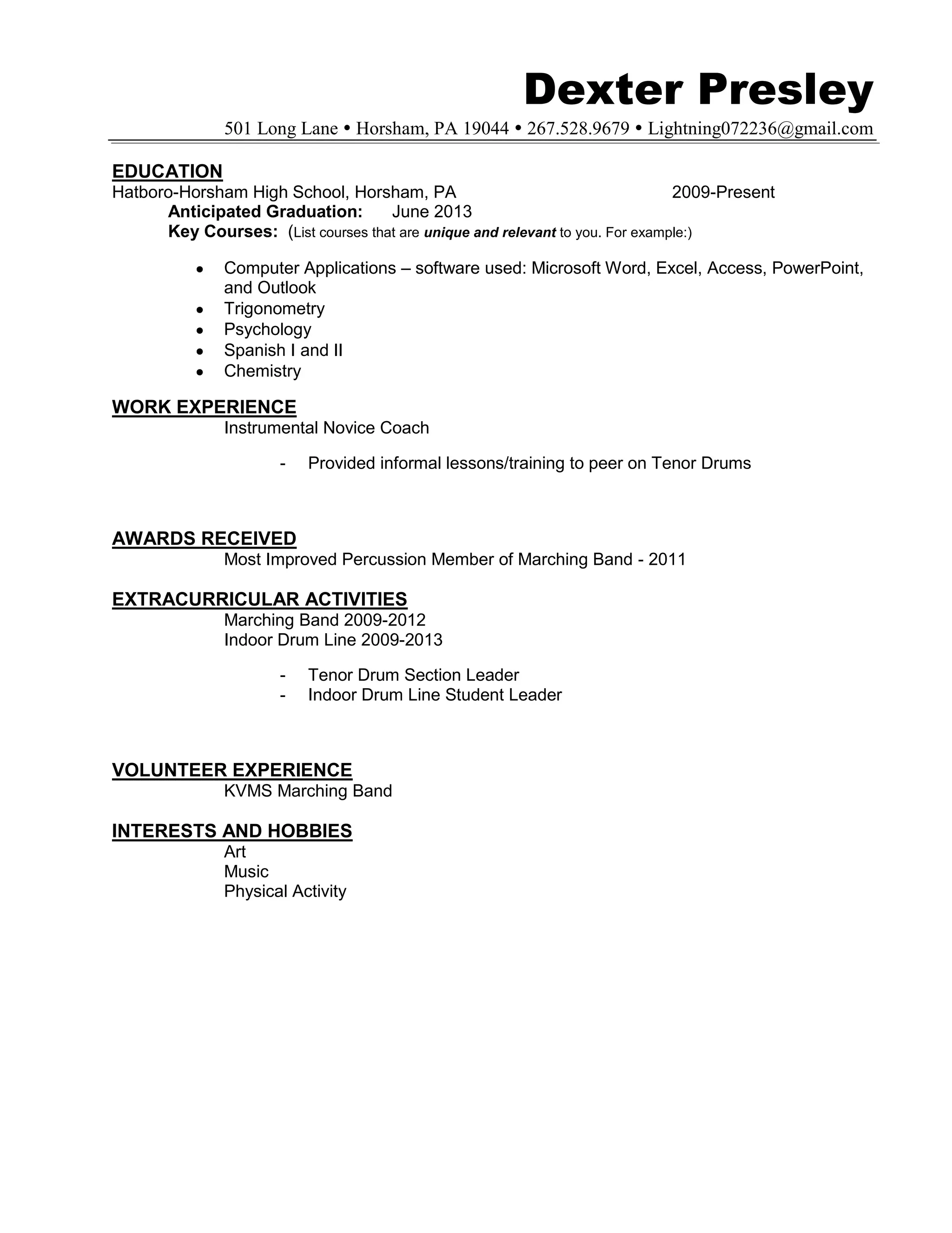 Resume- Dexter Presley | DOCX