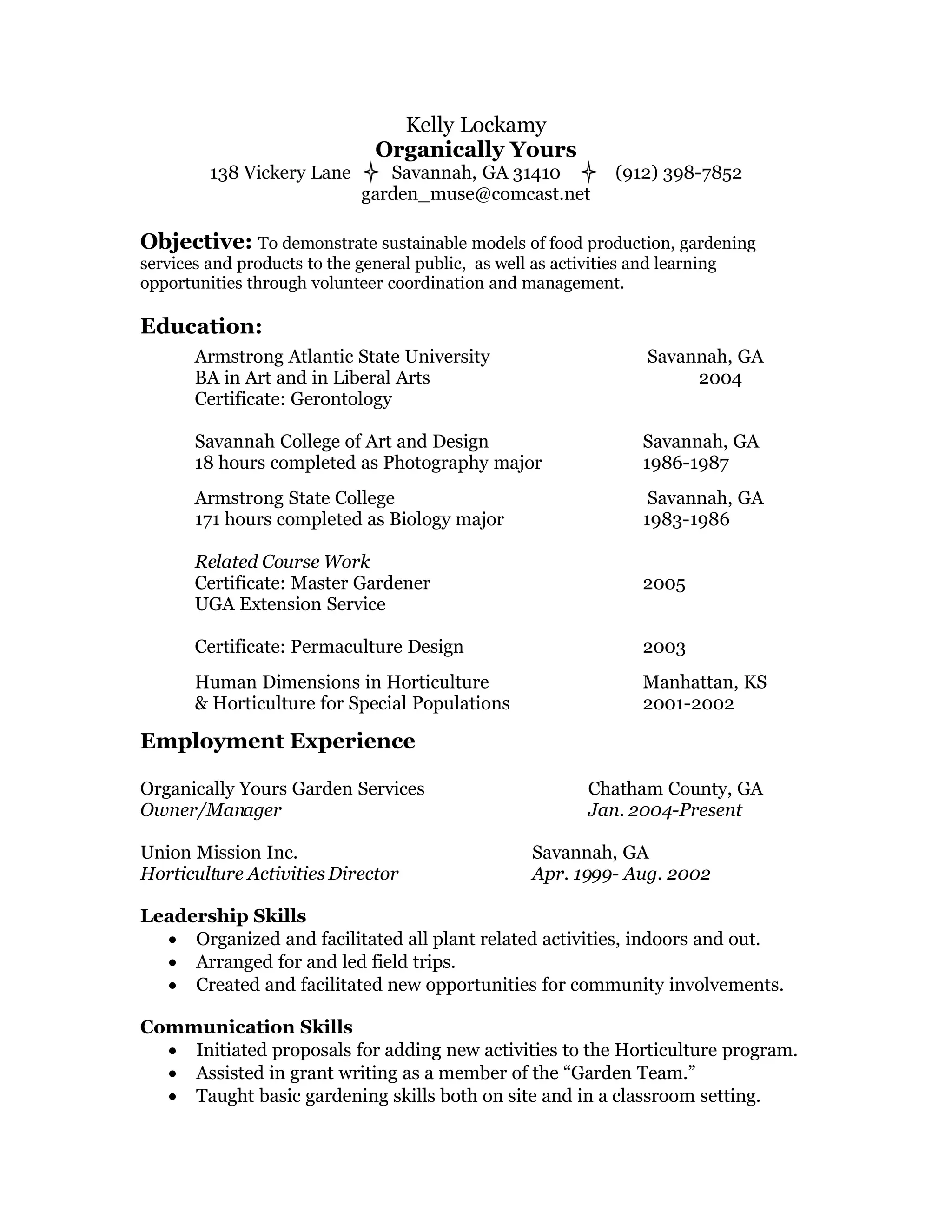 Resume Garden Manager | DOC