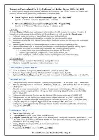 Resume Gopakumar Balakrishna Pillai | DOC