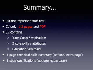 CV Masterclass | PDF