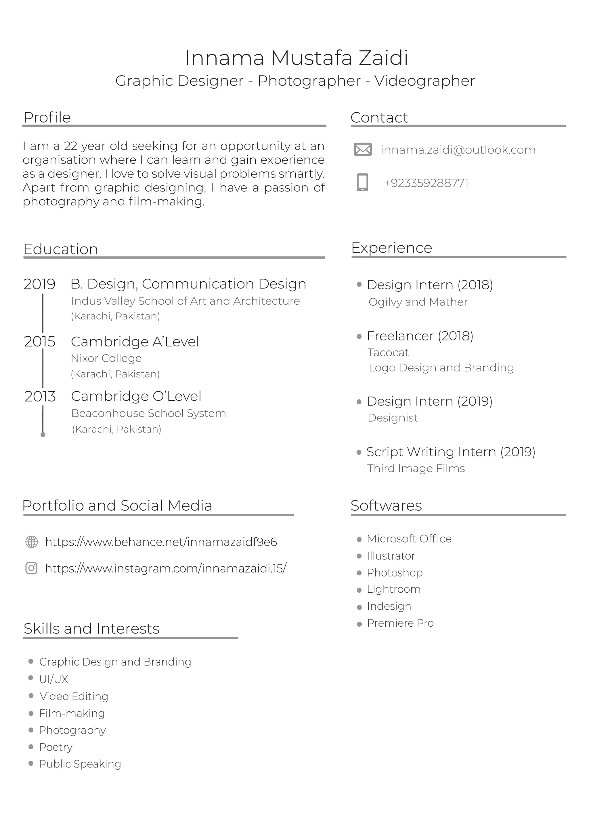 Resume innama mustafa zaidi | PDF
