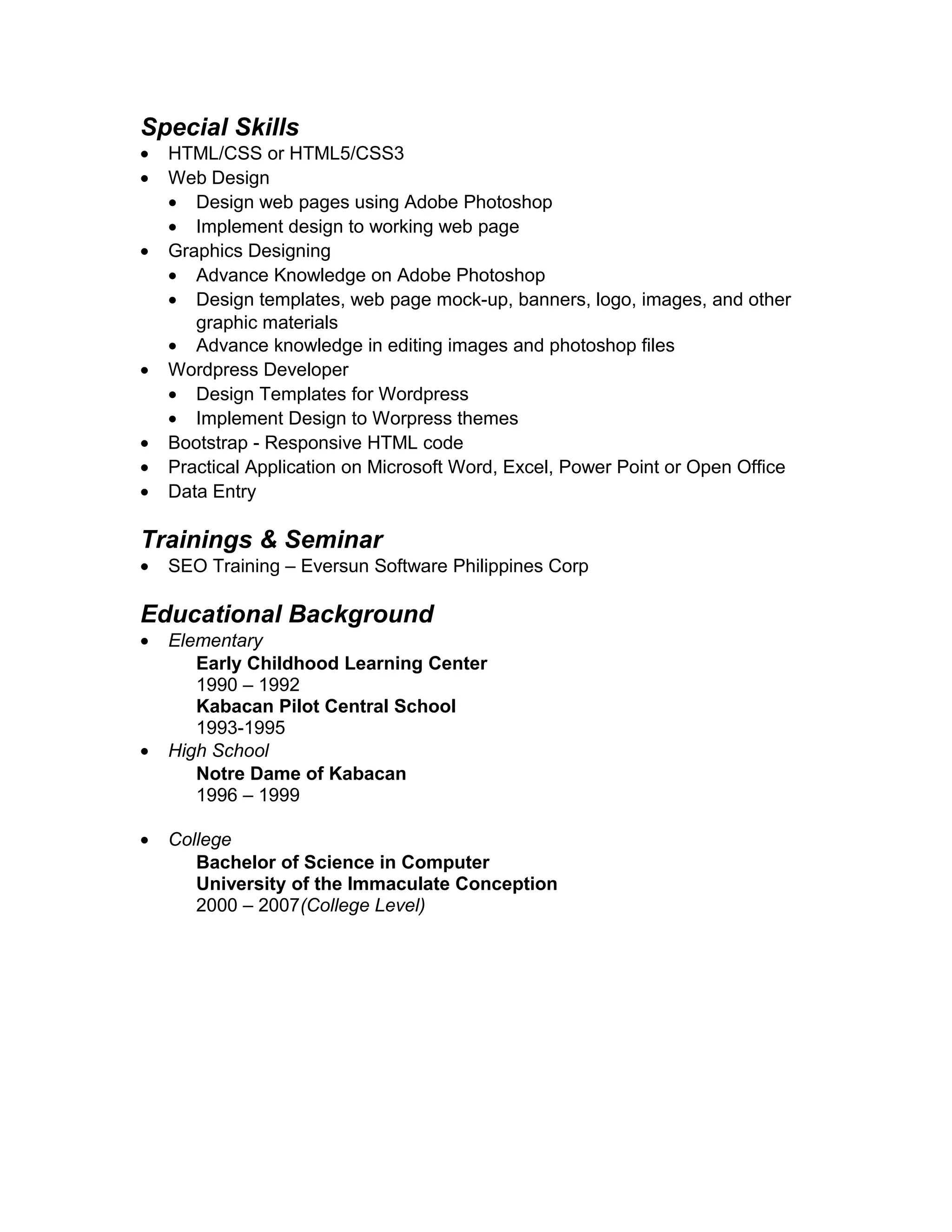 Resume j.pataray | DOC