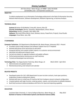 Resume jimmy lambert | DOCX