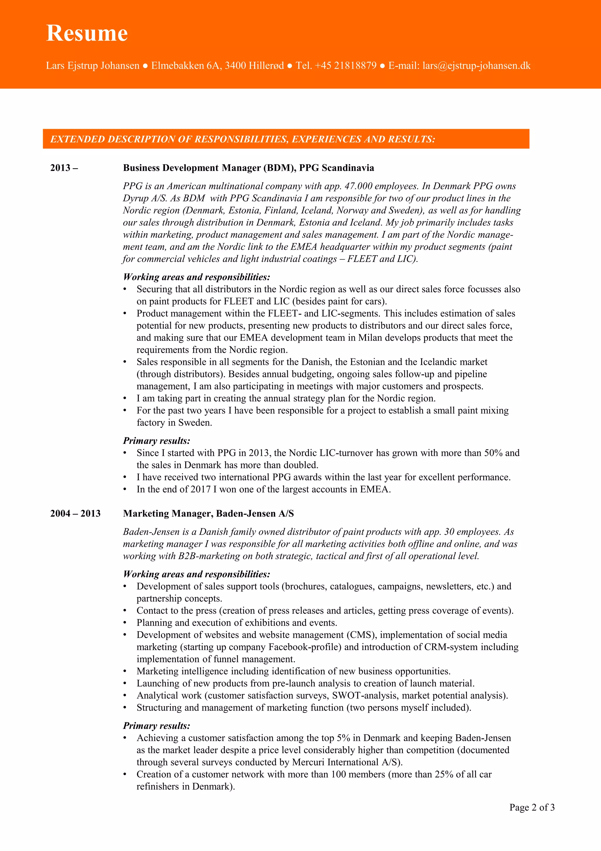 CV-Resume - Lars Ejstrup Johansen | PDF