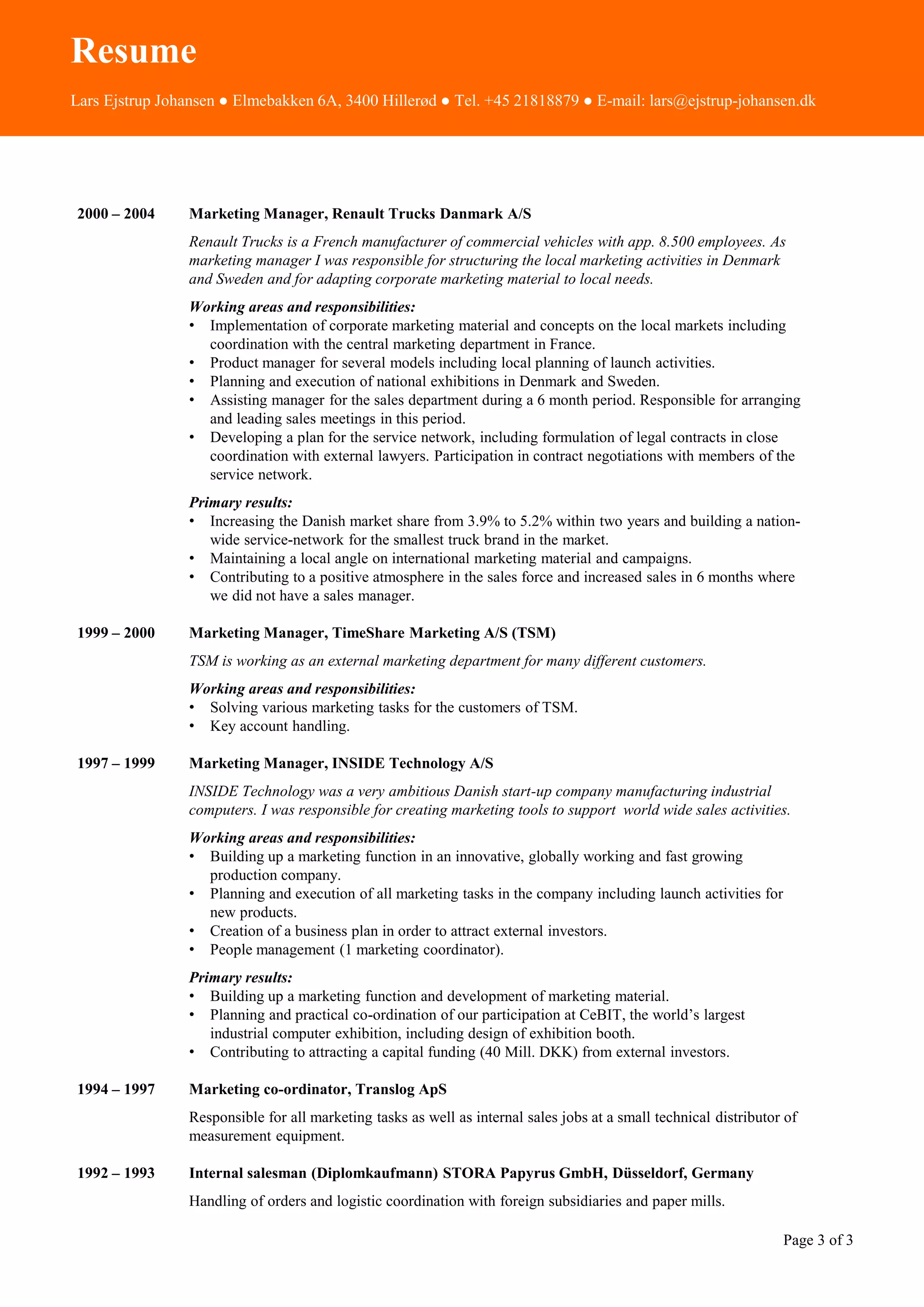 CV-Resume - Lars Ejstrup Johansen | PDF