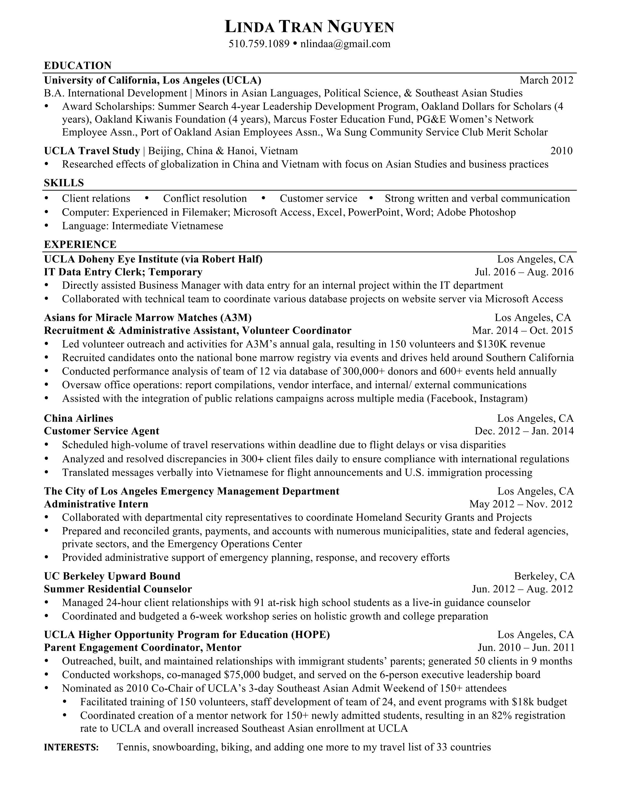 Linda Nguyen's Resume | PDF