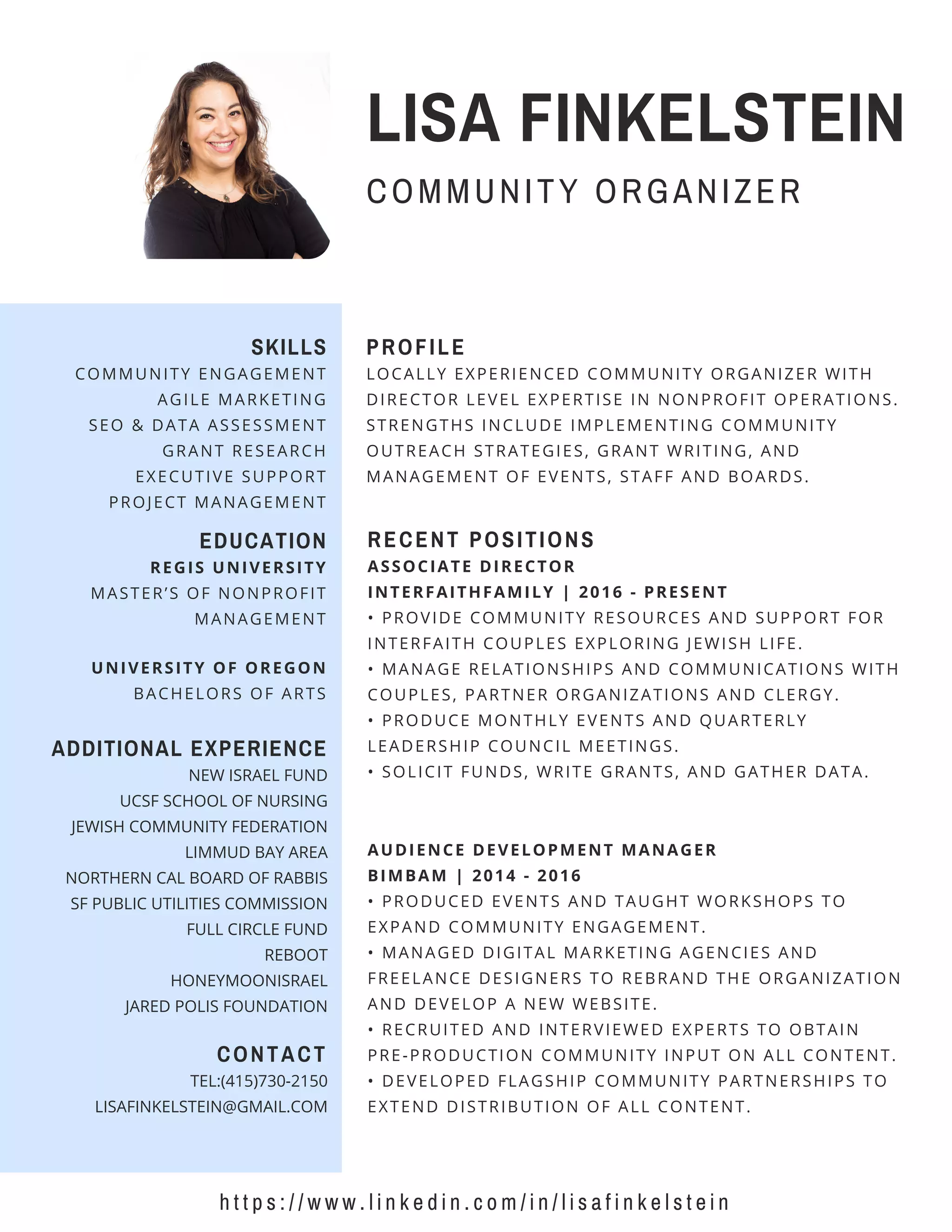 Resume lisa-finkelstein-2018-san-francisco-community-organizer | PDF