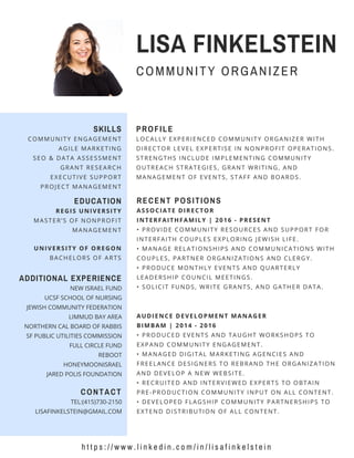 Resume lisa-finkelstein-2018-san-francisco-community-organizer | PDF
