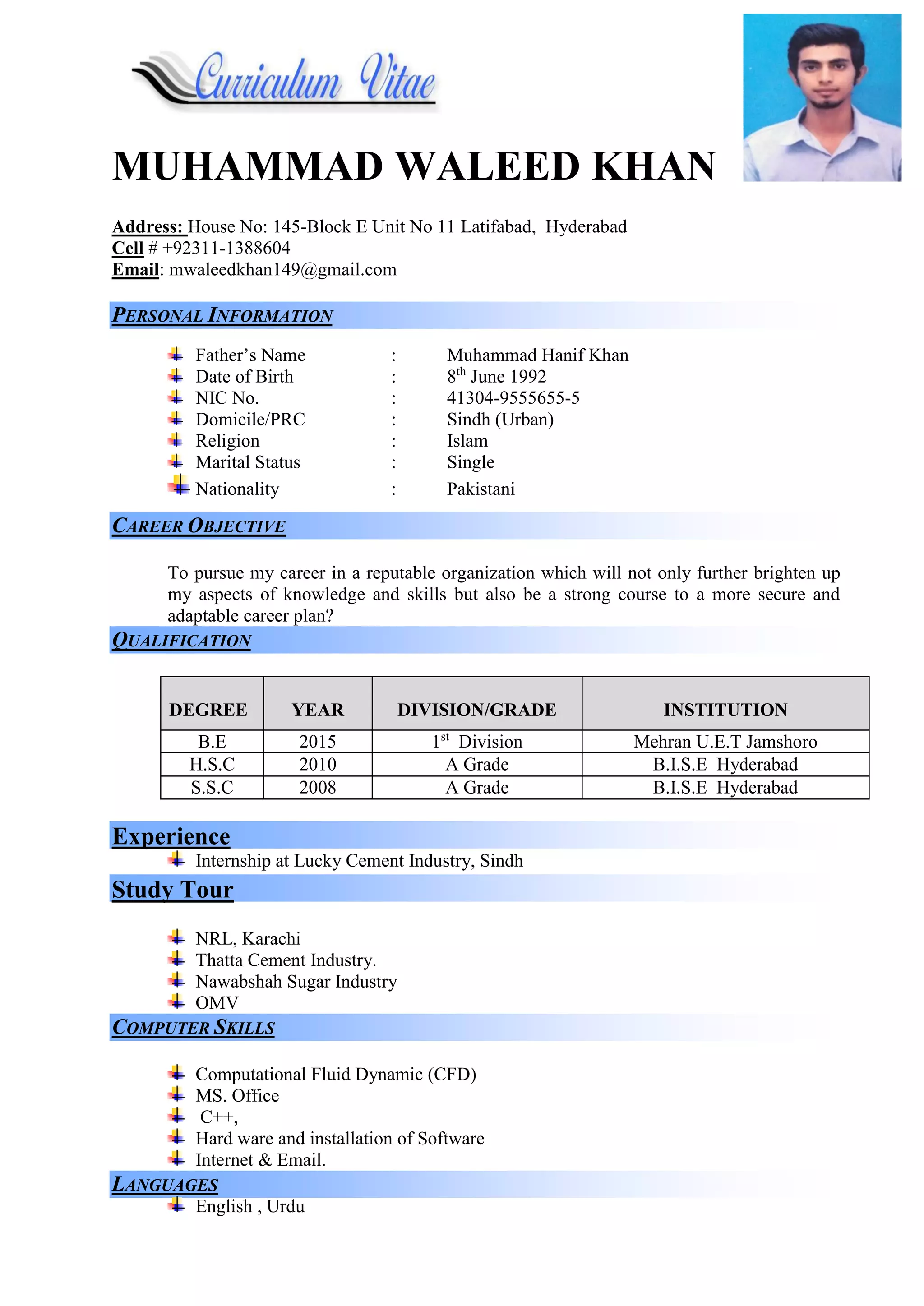 Resume m-waleed-khan | PDF