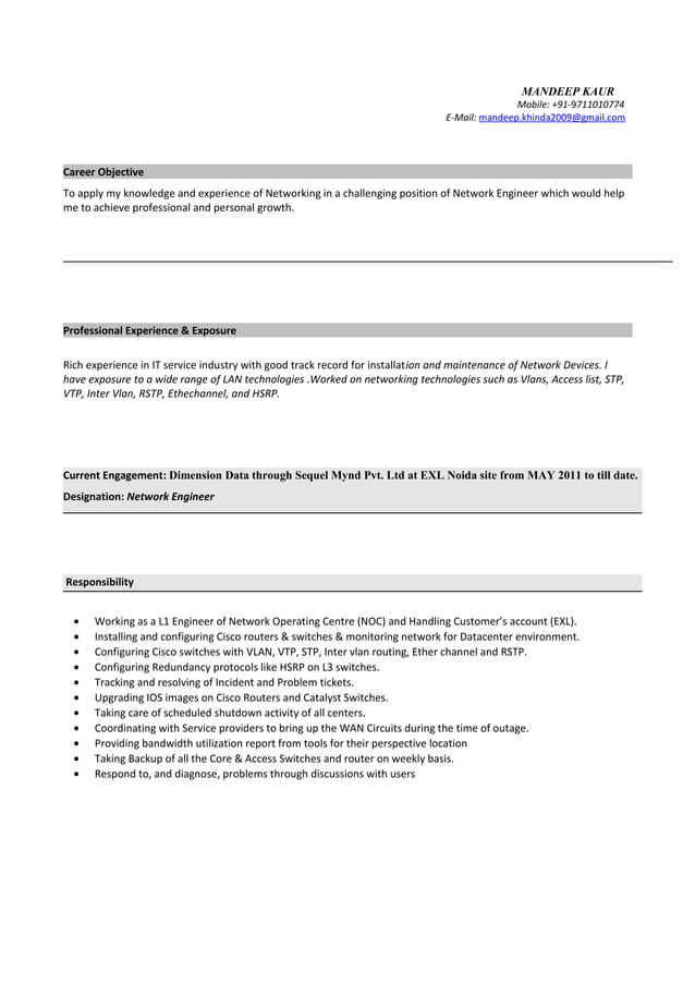 Resume mandeep kaur | PDF