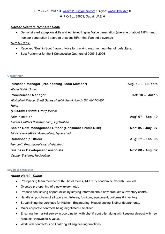 Resume - Mohammed Wasim | DOC | Business Accounting & Finance | Business