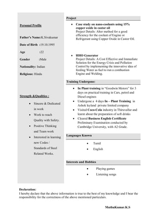 Resume muthu kumar (2) (1) | PDF